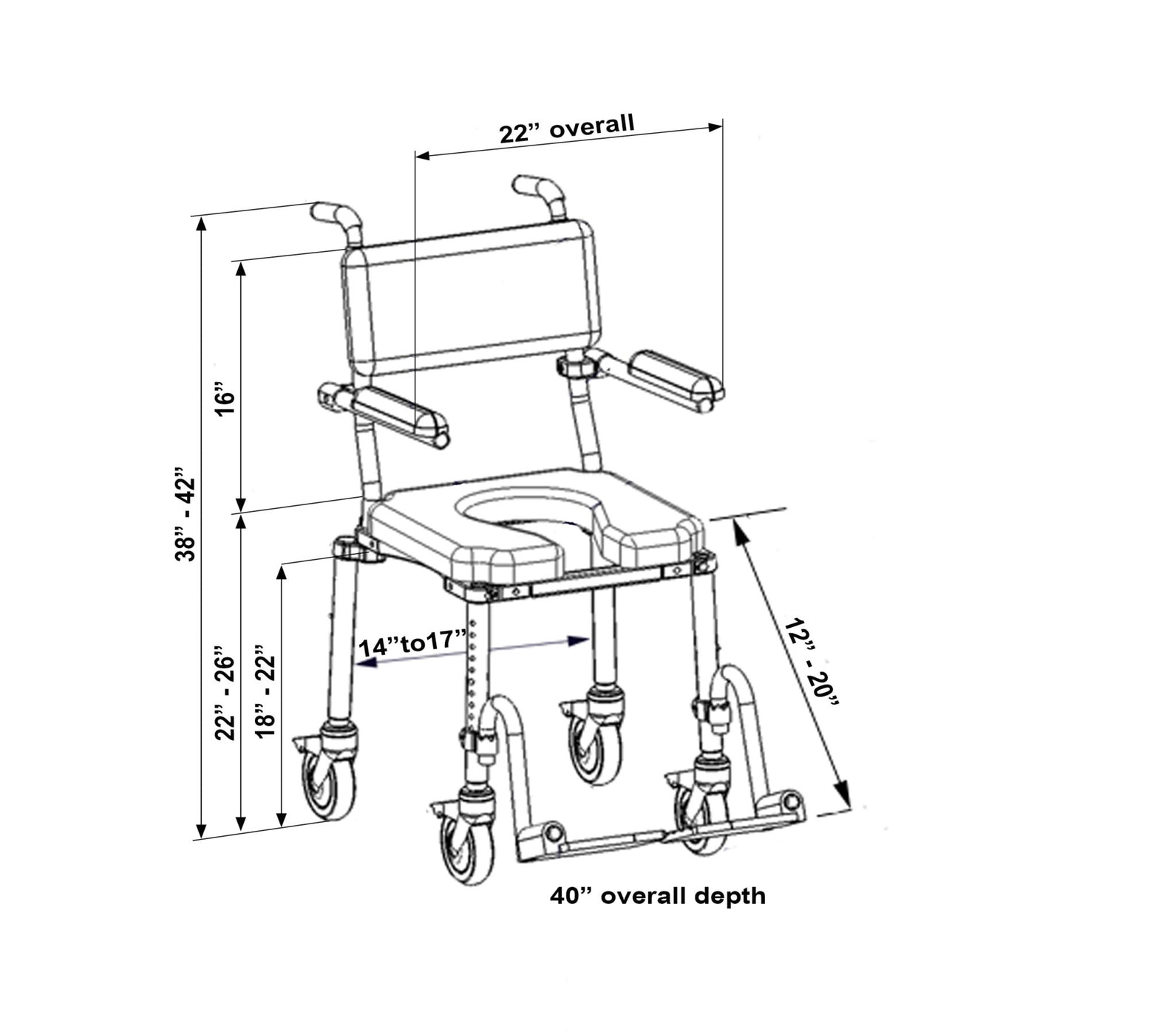 Nuprodx | Multichair MC4000 Roll-In Shower Commode Chair — Alto Med Supply